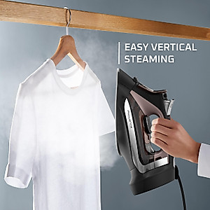 Rowenta DW2459 Access Steam Iron with Retractable Cord and Stainless Steel Soleplate, Black Large