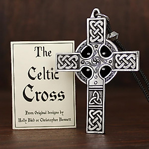 Large Celtic Cross Pendant Necklace - Pewter Irish Jewelry