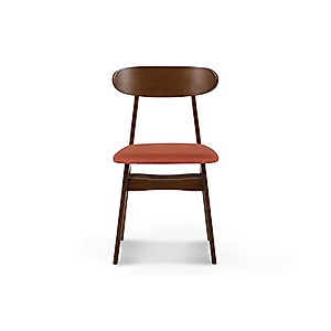 New Classic Furniture Morocco Mid-Century Modern Dining Chair (Set of 2), Orange Cushions, Walnut Brown Finish