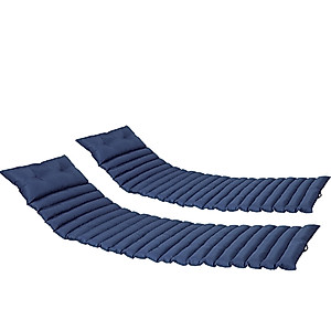 PERFECT GARDEN Chaise Lounge Cushion Outdoor Waterproof Patio Foldable Furniture Lounge Chair Cushions for Garden Patio Pool 76 * 23inch (Navy Blue, 2-Pcs Set)