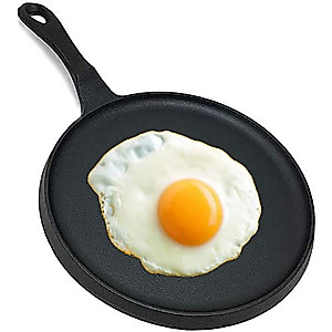 LavoHome Cast Iron Comal Fajitas Pan Pre-Seasoned Stovetop Oven & Grill Safe Flat Griddle - 10 Inches