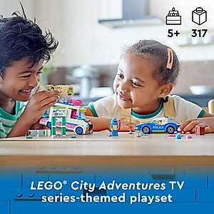 LEGO City Ice Cream Truck Police Chase Van 60314 Toy for Kids, Girls and Boys Age 5 Plus Years Old with Splat Launcher & City Police Car