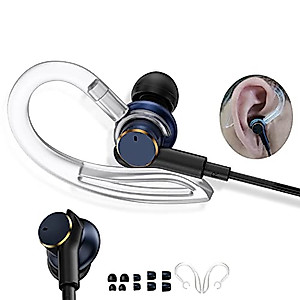 SUYUZREY Wired Earbuds bass Dynamic Unit in-Ear Headphones with mic, High Fidelity Stereo 3.5mm Jack Earphones Noise Isolation Memory Foam and Sports earhook Ear Buds Wired,Metal Shell(Moving Coil)