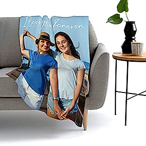 Custom Throws Blanket with Photo or Text, Personalized Flannel Blankets for mom, Father, Adult Friend, Lover,Customized Gift, Family Birthday, (Style 2, 60"x80")
