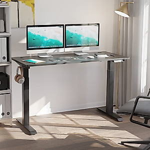 Walsunny Electric Height Adjustable Standing Desk, 63 x 24 Inches Splice Board, Sit Stand Up Computer Table with Memory Preset Controller for Home, Office,Black Frame/Black Top