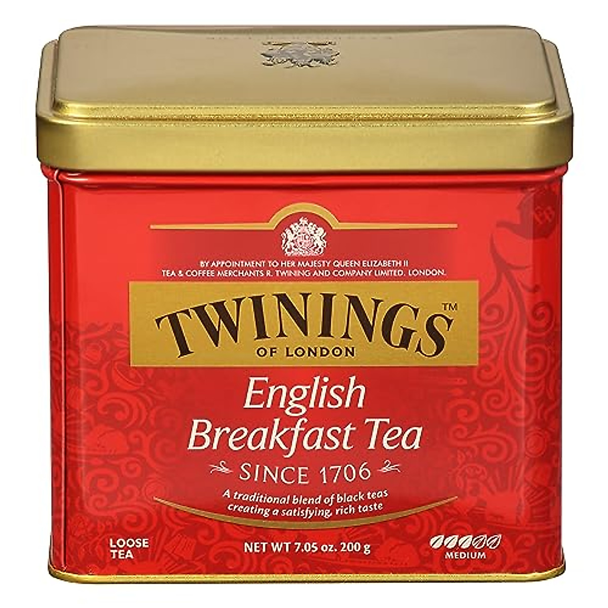 Twinings English Breakfast Loose Tea Tins, Pack of 6, 7.05 Ounce Tins, Smooth, Flavourful, Robust Black Tea, Caffeinated