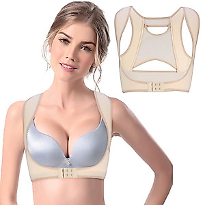 Chest Brace Up for Women Posture Corrector, Posture Corrector Women Bra Adjustable Underwear Lady Chest Breast Support Upper Back Brace Band Female X Type Body Strap Vest Prevent Humpback Sagging (L)