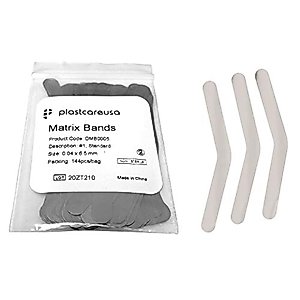 144 Dental Matrix Bands, Number 1 .0015 Inch 0.04mm Regular Tofflemire Type