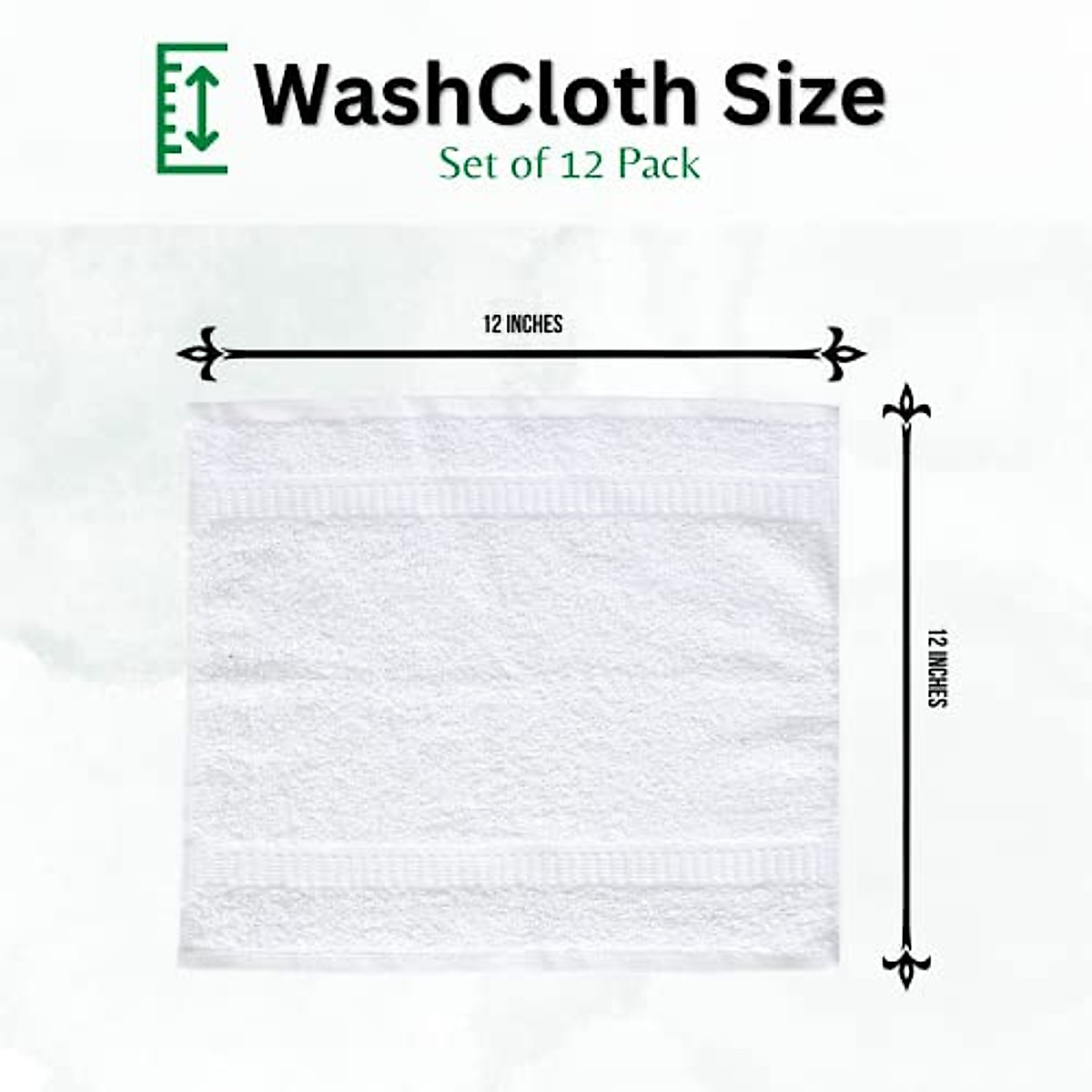 GOLD TEXTILES Premium Washcloths Towel Set (12 Pack, White, 12x12 Inches) Multi-Purpose Soft, Machine Washable Sports & Workout Towels (White, 12 Washcloths)