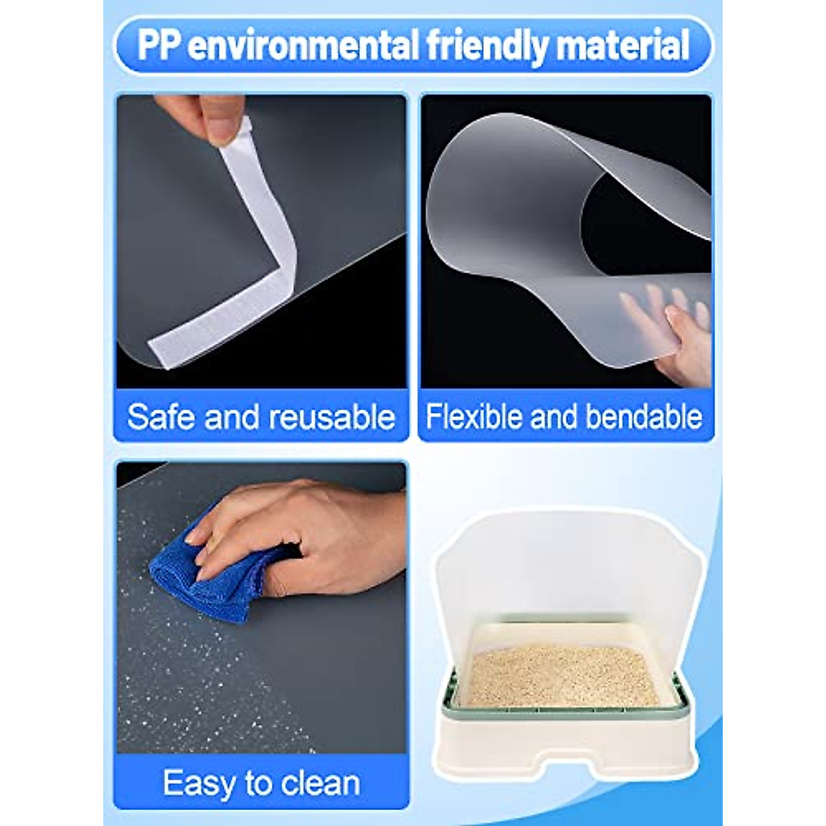 11.8 x 39.4 in Cat Litter Box Shield - Litter Box Splash Guard with 2 Roll of Hook-and-Loop Fasteners for Open Litter Box Keeping Clean (Litter Box Not Included)