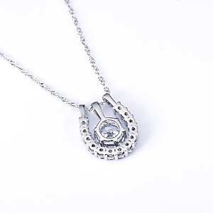 DAOCHONG Elegant 925 Sterling Silver Cubic Zirconia Horseshoe Pendant Necklace for Women Horse Lover, 18 inch Chain