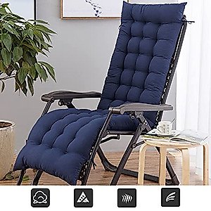 62 Inch Patio Chair Pad Thicker Chaise Lounger Swing Bench Cushion Outdoor Rocking Chair Pad with Ties Bench Chair Cushion for Outdoor Indoor Home Office, Grey