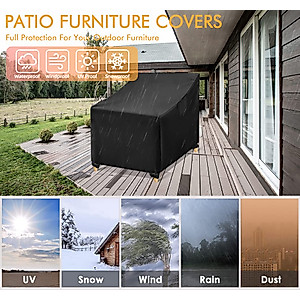 WLEAFJ Outdoor Chair Covers Waterproof, Black Lawn Patio Furniture Covers, Heavy Duty Wicker Garden Sofa Chair Cover, 2 Pack - 30" W x 37" D x 31" H