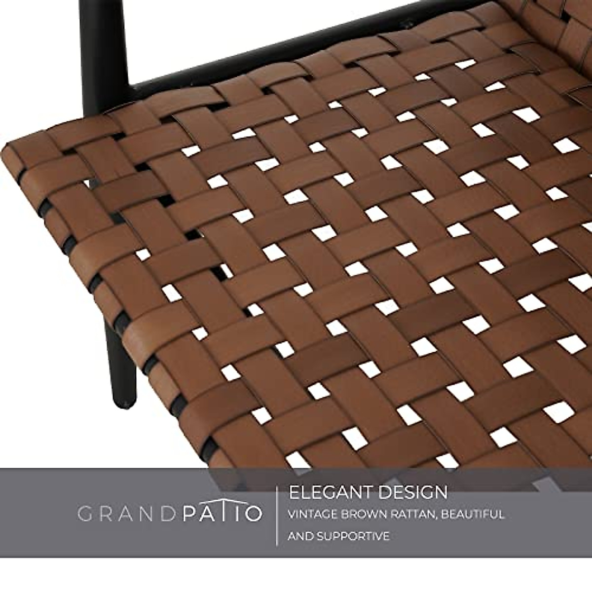 Grand patio Outdoor/Indoor Aksel Series Conversation Loveseat, All Weather Wicker Outdoor Powder Coated Aluminum Frame 2-Seat Sofa for Patio Garden Balcony Backyard