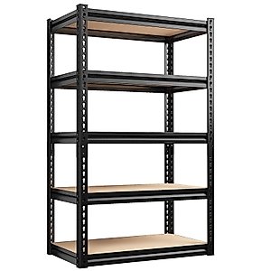 REIBII Storage Shelves 5 Tier Garage Shelving Load 1520LBS Garage Storage Shelves, Shelving Units and Storage Adjustable Heavy Duty Shelving Utility Rack Shelf for Pantry 59.8" H x 27.6" W x 11.8" D
