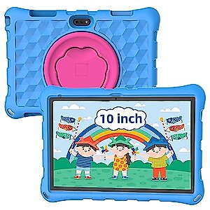 Kids Tablet 10 inch, Android 11 Tablet for Kids, 32GB ROM+2GB RAM, 1.5GHz Quad-core Toddler Tablet, 1280x800 IPS HD Eye-Care Touch Screen, 6000mAh Battery, 8MP Camera Tablets PC with Kid-Proof Case.
