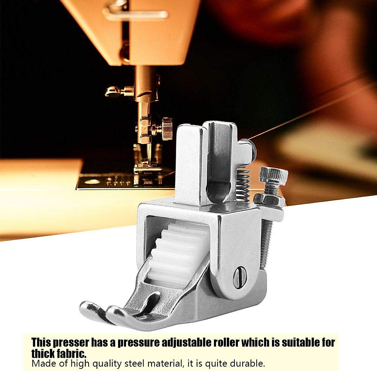 Pressure Adjustable Roller Presser Foot Sewing Machine Foot Sewing Machine Presser Roller Foot Attachment Accessory for Leather Thick Fabric Cloth(#1)