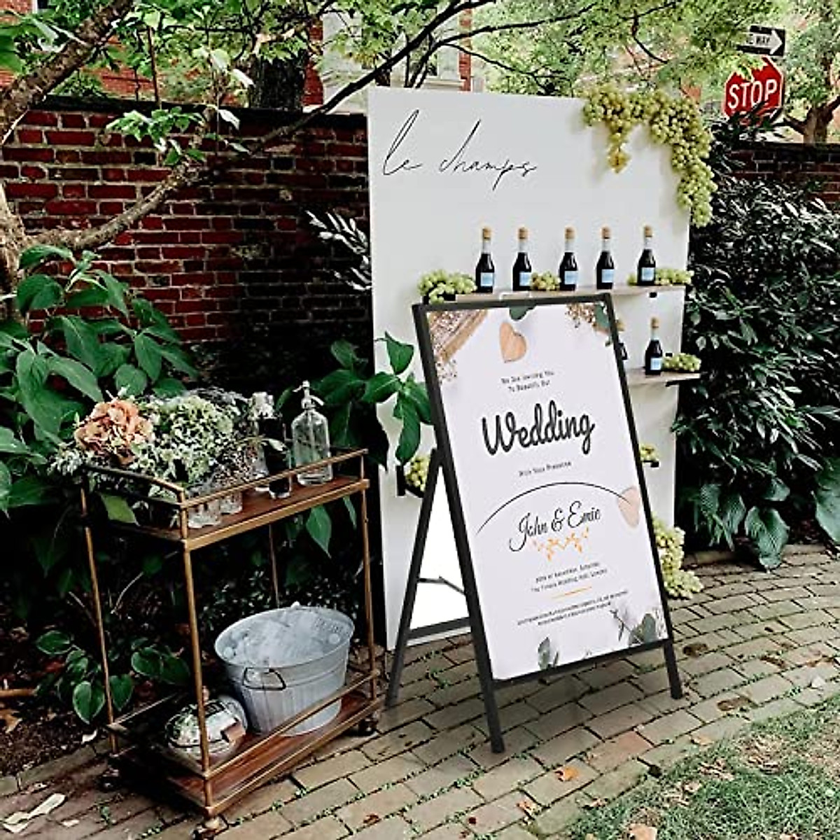 A Frame Sign Heavy-Duty 24x36 Inch Sandwich Board Sidewalk Sign Poster Stand Outdoor Portable Folding A-Frame Suitable for Store Advertising Poster Display, Black