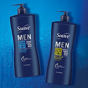 Suave Men Shampoo and Conditioner 2 in 1 Ocean Charge – Vitamin & Moisture-Rich Mens Shampoo and Conditioner Set in One Recyclable Bottle, Fresh, Clean Scent, 12.6 Oz Ea (Pack of 2)