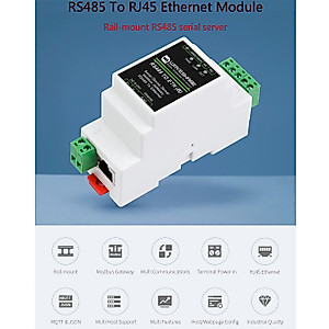 waveshare Ethernet Industrial Serial Server RS485 to RJ45 Ethernet Module, TCP/IP to Serial, Support Rail-Mount/Modbus Gateway, TCP Server/TCP Client/UDP Mode/UDP Multicast Multi Communication Modes
