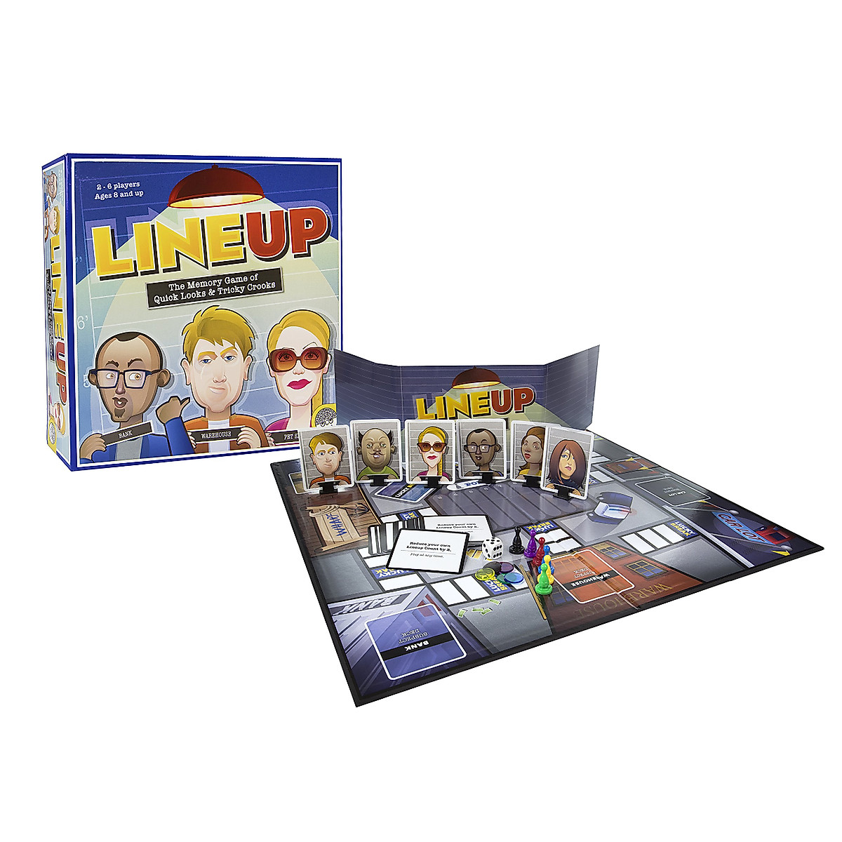 MindWare LineUp – Stimulating Memory Board Game with a Great Playing Time and Comical Crime Mystery Suspense for Ages 8 and Up