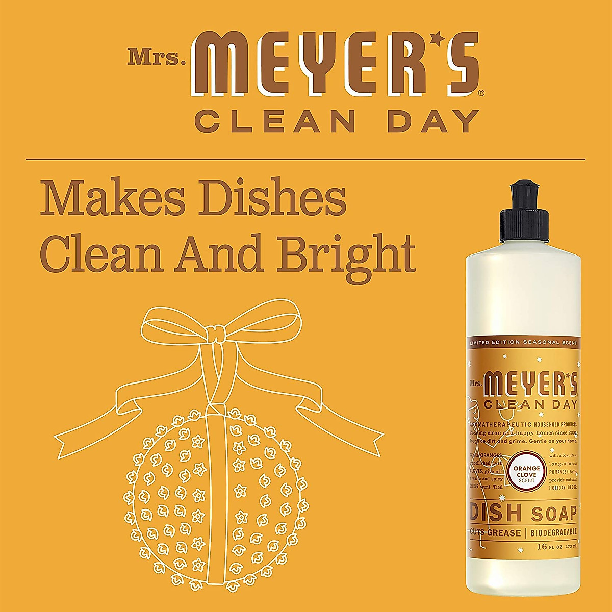 Mrs. Meyer’s 17430 Clean Day Orange Clove Liquid Dish Soap