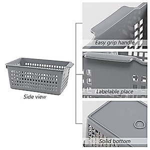Ggbin 6 Pack Desktop Storage Basket, Plastic Organizer Bin, Gray