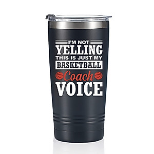 Onebttl Basketball Coach Gifts, Funny Gift Idea for Appreciation, Christmas, Birthday, 20oz Stainless Steel Insulated Travel Mug - I'm Not Yelling