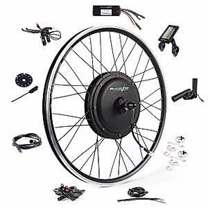 EBIKELING Waterproof Ebike Conversion Kit for Electric Bike 26" Front or Rear Wheel Electric Bicycle Hub Motor Kit, 1200W, Rear/LCD/Thumb