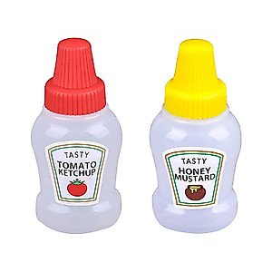 Weeyutix Mini Condiment Squeeze Bottle, Portable Reusable Lunchbox Dispensers with, Ketchup Honey Containers Bottles for Kids Adults Bento Box(25 ml/0.85 oz)