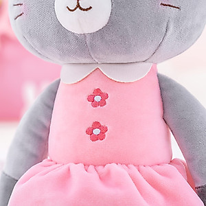 Lazada Stuffed Cat Dolls Animal Kitty Plush Toy Baby Girl Gifts Gray with Hair Band 16"