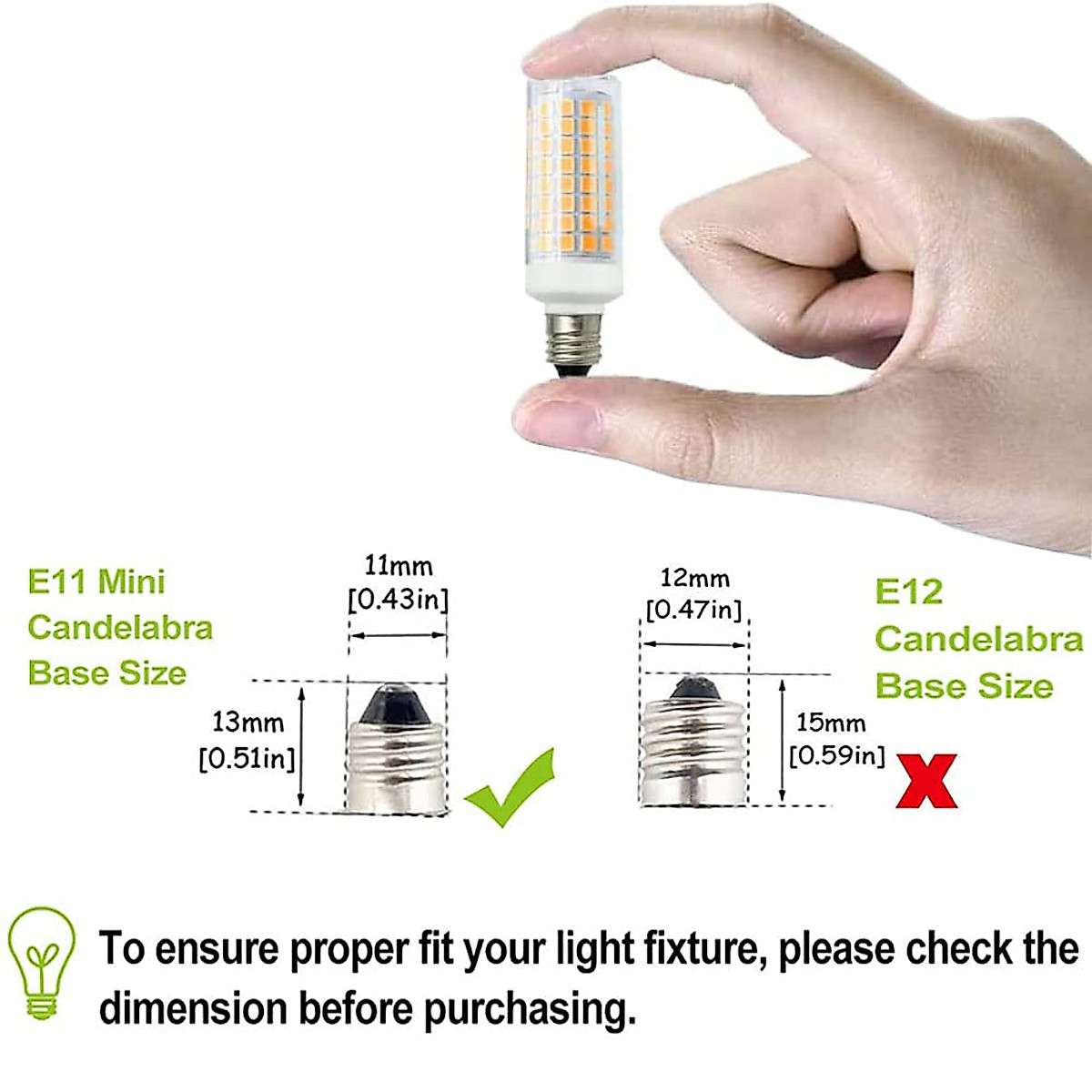 HAOGUAIS 6-Pack LED E11 Bulbs, E11 Mini Candelabra Base, Warm White 3000K 75W Halogen Equivalent, 120V 7W JD T3 T4 Corn Bulb Indoor Lighting