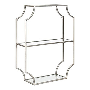 Kate and Laurel Ciel Glam Geometric Wall Shelf, 18 x 24, Silver, Decorative Shelves for Storage and Display