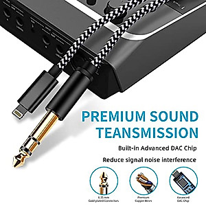 WLTASUY [Apple MFi Certified] 6.6FT Lightning to 1/4 TRS Audio Stereo Cable, 6.35mm 1/4 Male Aux Audio Cord Compatible with iPad, iPhone 13 Pro for Amplifier, Mixer, Home Theater, Speaker ect