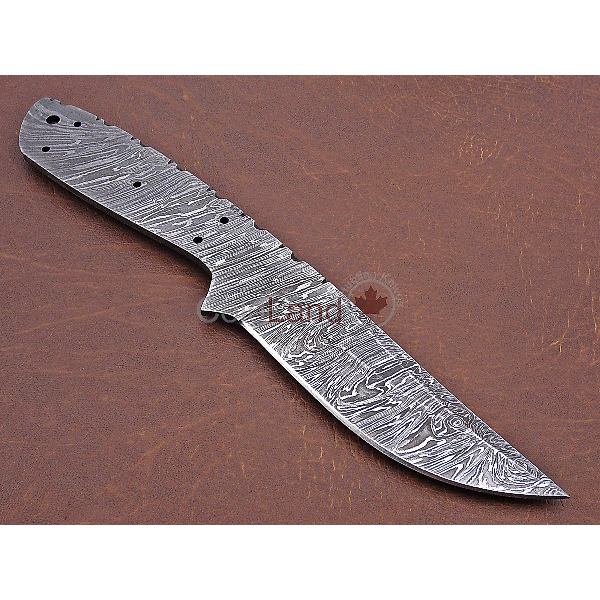 ColdLand 9.25" Damascus Steel Knife Blade Blank with Bolster - Hand Forged Knife Blanks Full Tang Ideal for Knife Making Supplies, Hunting, Fishing, Camping, Outdoor Sports NB24
