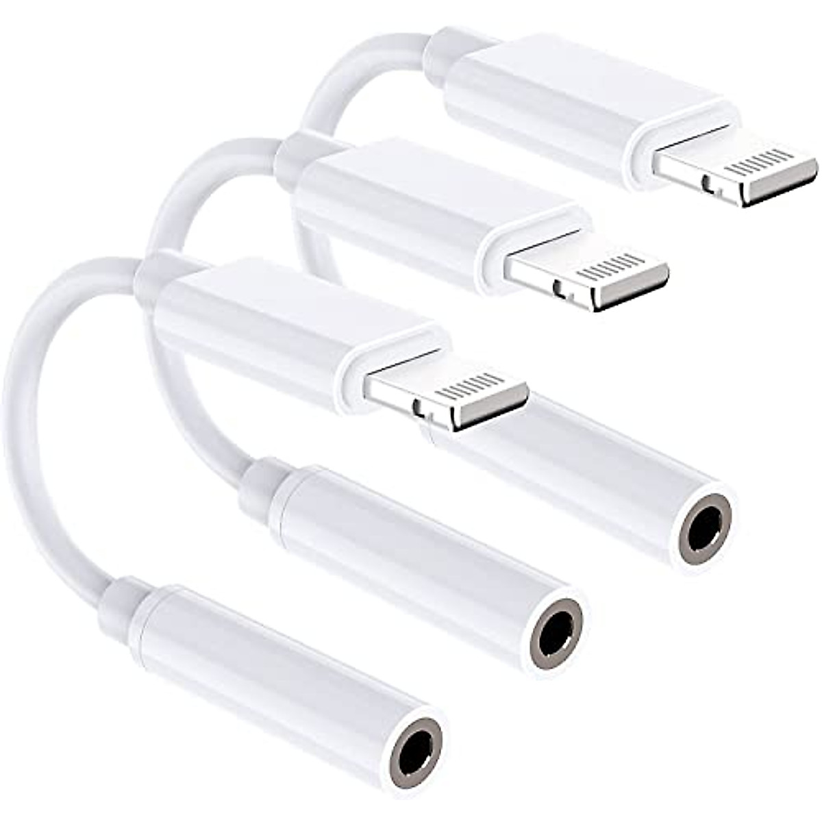 DESOFICON [Apple MFi Certified] Headphone Adapter for iPhone 14, 3 Pack Lightning to 3.5mm AUX Audio Stereo Earphone Connector for iPhone 14 Pro/13/12/11/XS/XR/X/iPad, Support Calling + Music Control