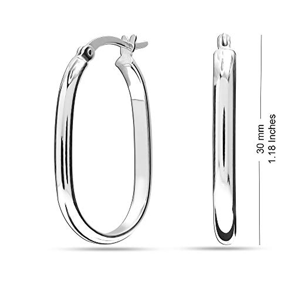 925 Sterling Silver Square Hoop Earrings for Women | Lightweight Rectangular Hoop Earrings for Gifts | Size 30mm