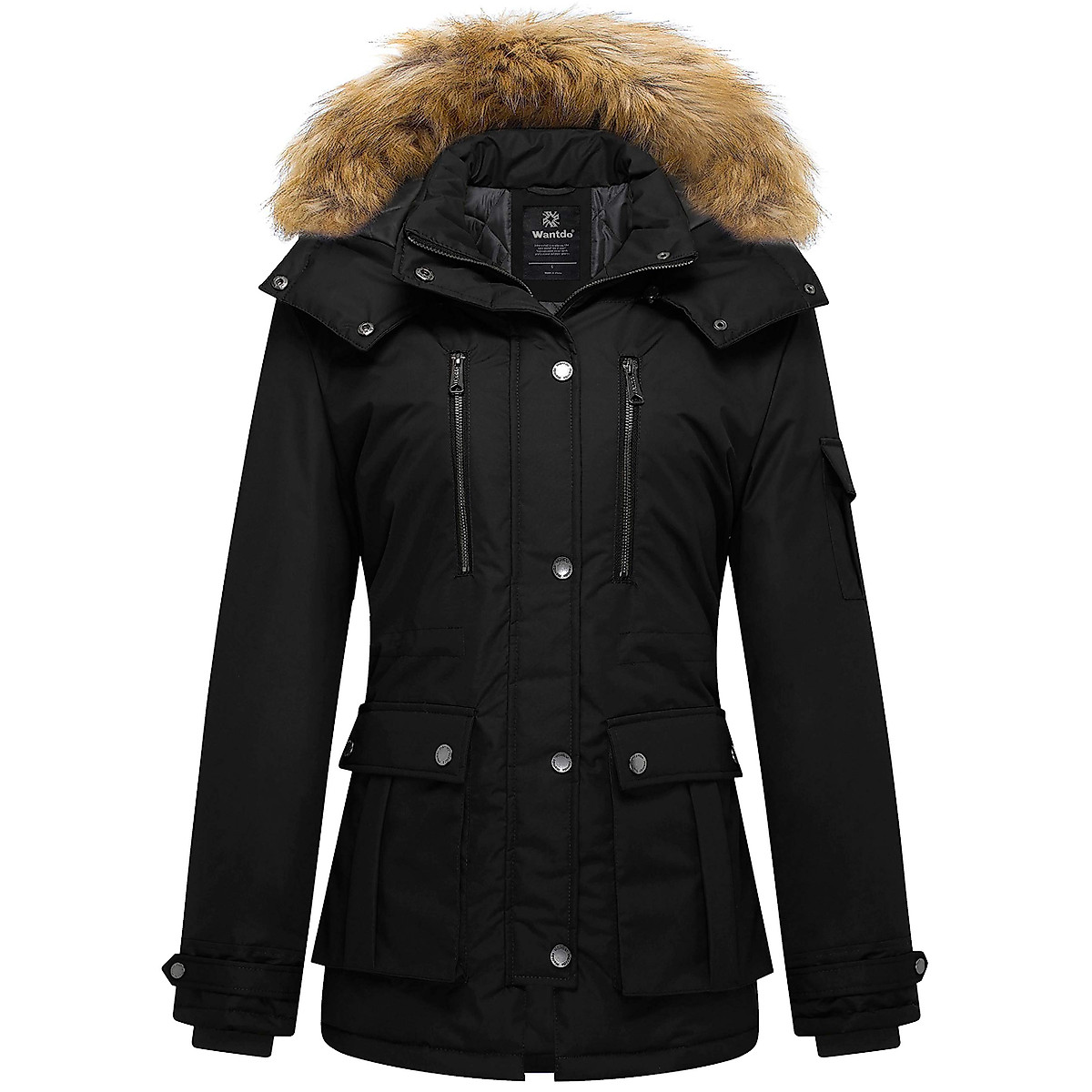 wantdo Women's Insulated Winter Coat Parka with Removable Hood Black Medium (Black, Medium)