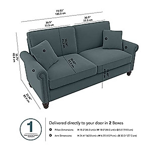 Bush Furniture Coventry Sofa, 73W, Turkish Blue Herringbone