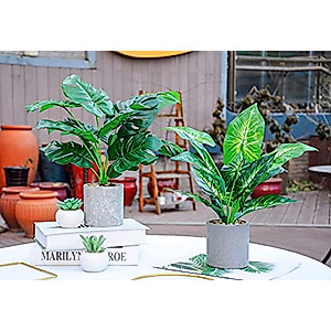 WUKOKU 2pcs Fake Plants 16" Faux Plants Artificial Potted Plants Indoor for Home Office Farmhouse Kitchen Bathroom Table Shelf Decor