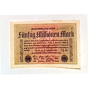 1923 Germany Hyper Inflation Full set of Authentic notes 1 to 100 Million Mark Banknotes (Build Your Own Collection)