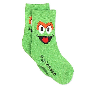 Sesame Street Elmo Boys Girls Multi Pack Crew Socks with Grippers (4-5T, Abby Zoe 6 pk)