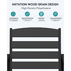 SERWALL Tall Adirondack Chairs Set of 2, Weather Resistance Outdoor Bar Stools, Black
