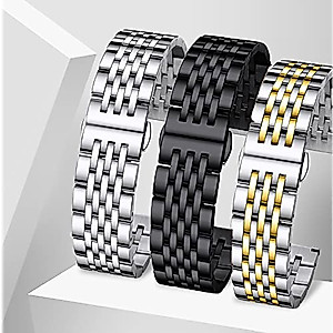 Niziruoup 22mm Stainless Steel Watch Band, Universal Metal Watch Bracelet Strap Replacement Band fit Men Women Watches and SmartWatches, Stainless Steel, Two-Tone Silver Gold