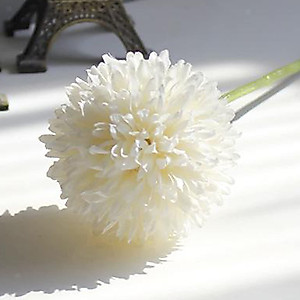 Crownia Artificial Flowers 10Pcs Chrysanthemum Ball Flowers Fake Flowers Silk Artificial Hydrangea Bridal Wedding Bouquet for Home Garden Office Coffee House Parties and Wedding (White)