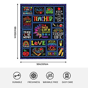 Teacher Gifts Blanket - Teacher Appreciation Gifts for Women Men - Best Teacher Retirement Birthday Gifts - Throw Blankets Gift for Teachers - Christmas Back to School Teacher's Day Gift Ideas 60x50in