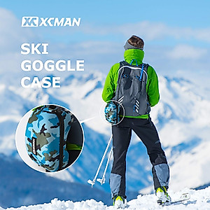 XCMAN Rigid EVA Ski Goggle Case Fit All Shapes and Size Ski Goggles