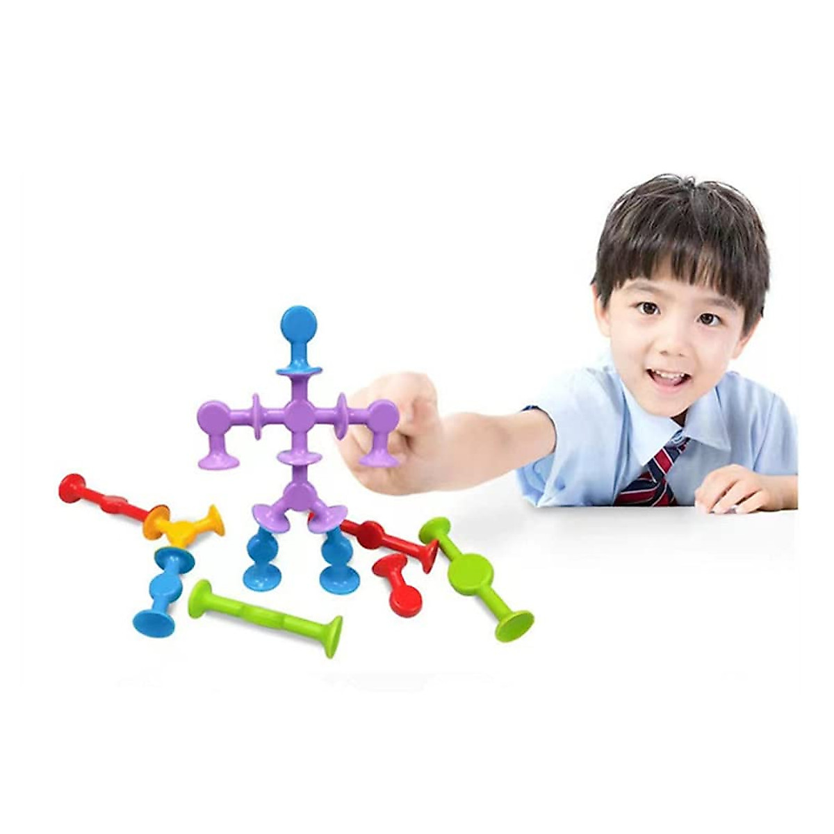 OUCJIED Suction Bath Toys for Toddlers | Sucker Silicone Building Blocks | Kids Rubber Suction Toys | Window Suction Toys | Suction Toys for Kids | Suction Cup Preschool Toys-24Pcs(Color Mixing)