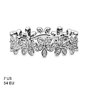 Pandora Daisy Flower Ring - Sterling Silver Ring for Women - Gift for Her - Sterling Silver with Clear Cubic Zirconia - Size 7