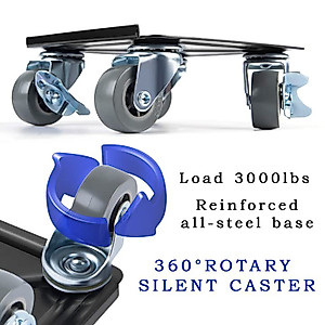 4 Wheels Moving Dolly Heavy Duty Furniture Dolly Set 880-3086LBS Load Capacity Movers Dolly with Casters and Lifter for Heavy Furniture in Home, Office, Warehouse (3086lbs)